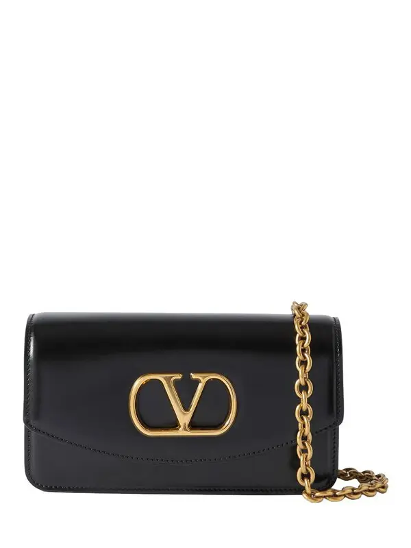 Valentino Garavani Vain Small Leather Shoulder Bag - Black