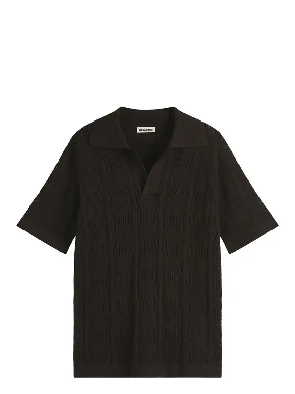 JIL SANDER Crochet Polo Shirt - Black