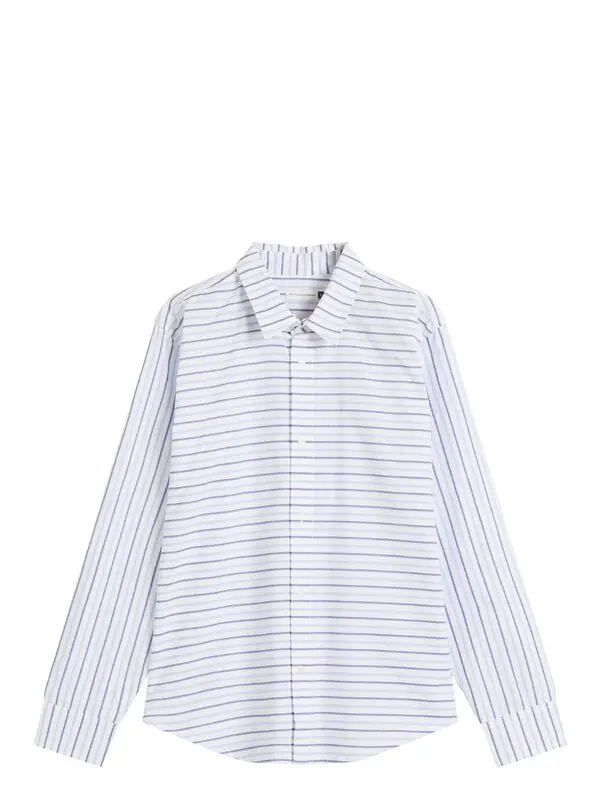 POP TRADING COMPANY Striped Logo Shirt - White/blue Linen