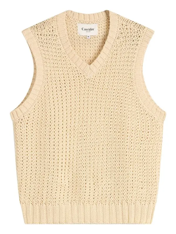 CORRIDOR Mercerised Knitted Vest - Natural