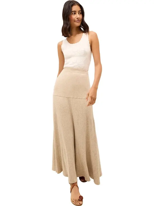 MARIE OLIVER Kaylan Ribbed Knit Maxi Skirt - Driftwood