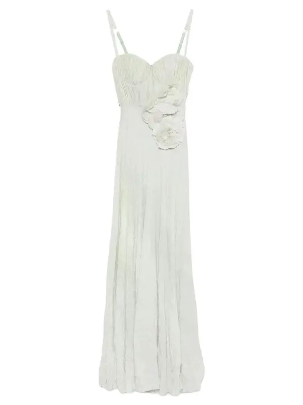 Elisabetta Franchi Floral-embroidery Lurex Gown - Green