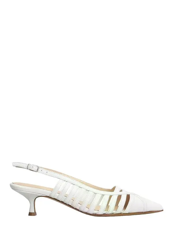 ANNA F. 55mm Leather Pumps - White