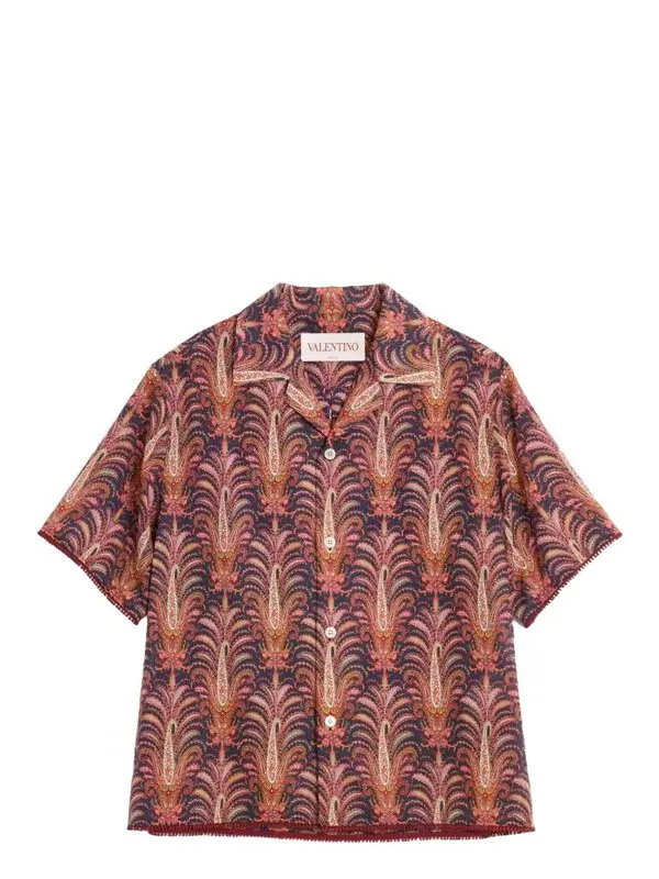 Valentino Garavani Voyage Imaginaire-print Bowling Shirt - Red
