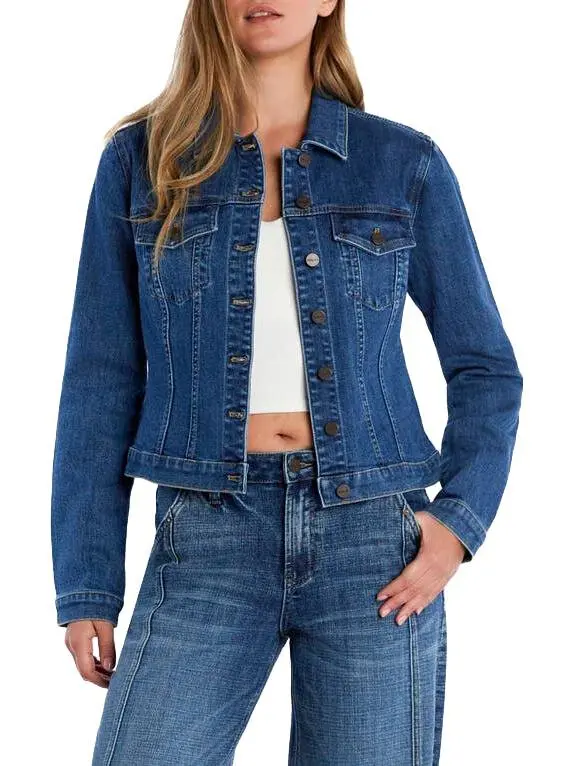 HINT OF BLU Sleek Stretch Denim Trucker Jacket - Gravity Blue