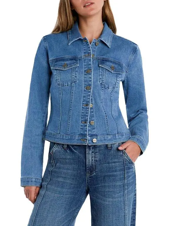 HINT OF BLU Sleek Stretch Denim Trucker Jacket - Shine Blue