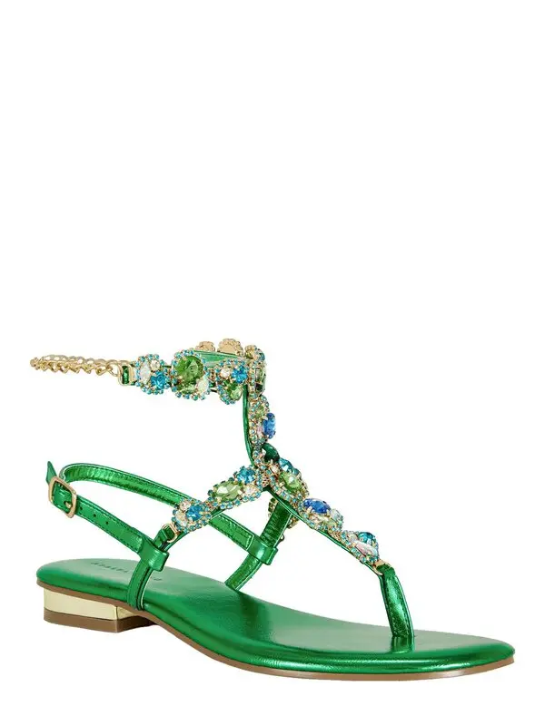 AZALEA WANG Piera Ankle Strap Sandal - Green