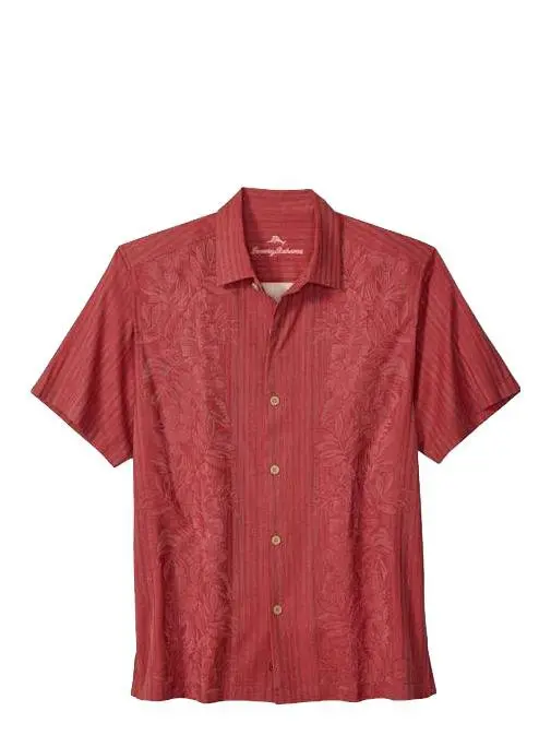 Tommy Bahama Maui Border Silk Short Sleeve Button-up Shirt - Deep Havana