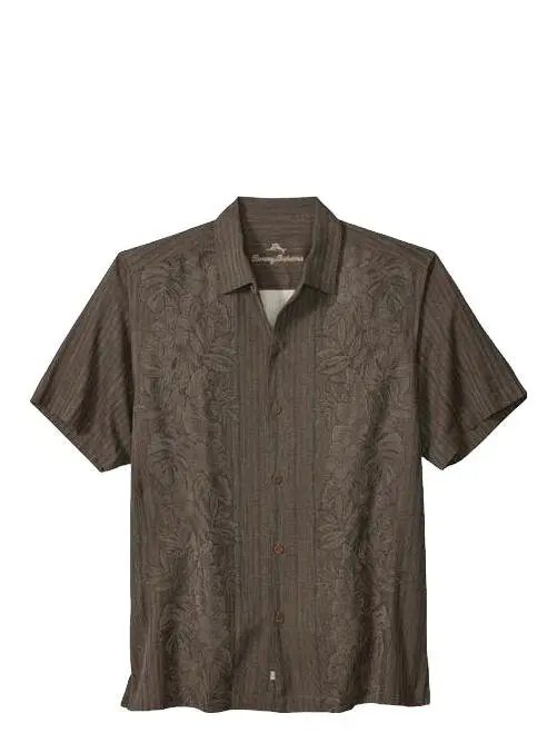 Tommy Bahama Maui Border Silk Short Sleeve Button-up Shirt - Tapenade