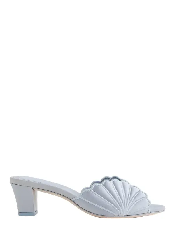 REFORMATION Waldena Block Heeled Mule - Mist Satin