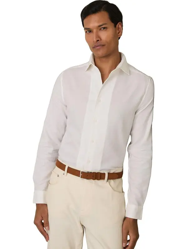 REISS Carvalho Cotton-piqué Garment-dyed Shirt - White