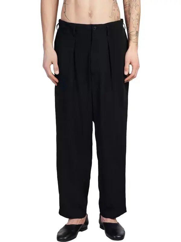 Y’s Pleat-detailing Trousers - Black