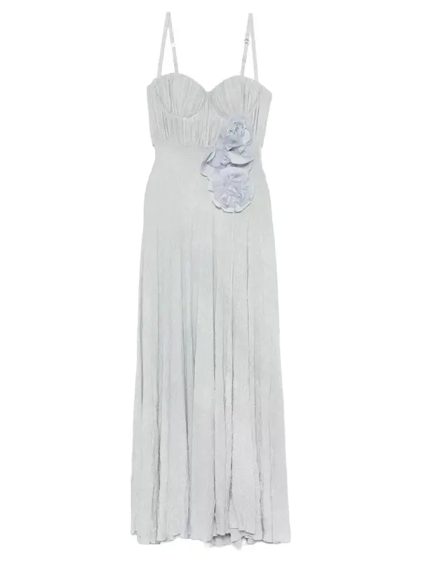 Elisabetta Franchi Flower-embroidery Lurex Gown - Blue