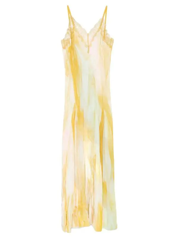 Elisabetta Franchi Lace-trim Maxi Dress - Yellow