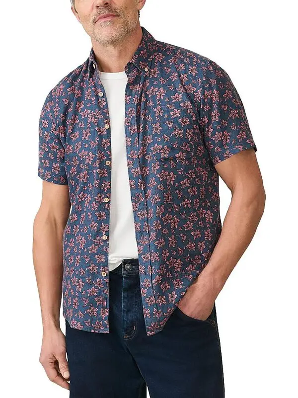 Faherty Brand Short Sleeve Breeze Shirt - Berry Navy Floral