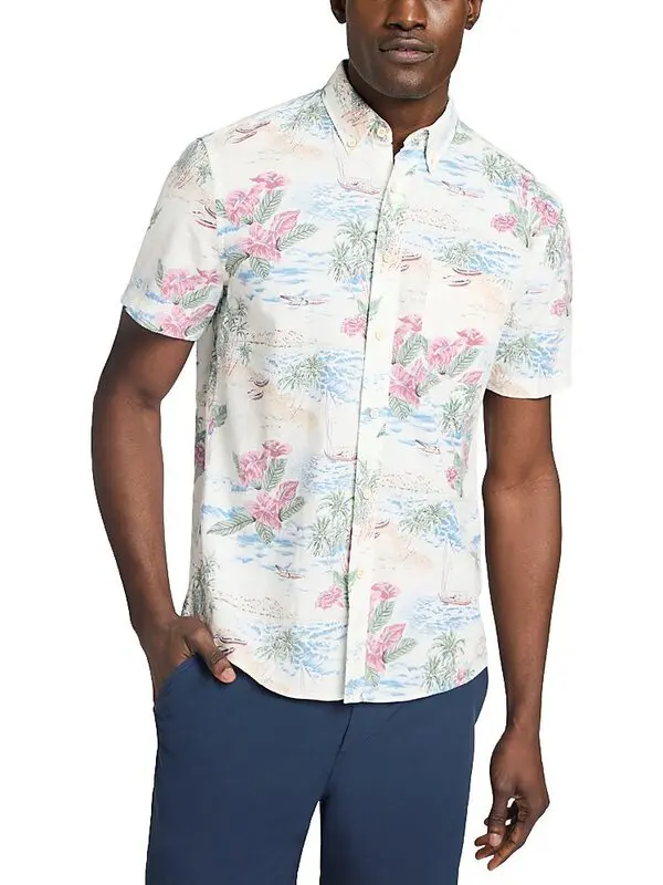 Faherty Brand Short Sleeve Breeze Shirt - Molokai Scenic Tropical
