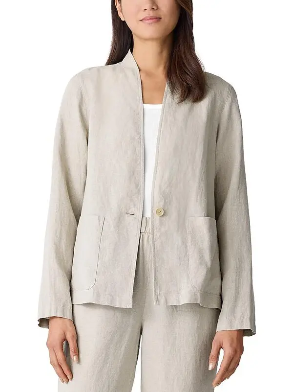 Eileen Fisher Linen Jacket High Collar - Unnatural