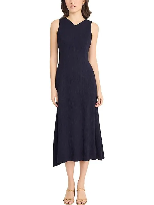 LUXELY Textured Midi Dress - Navy