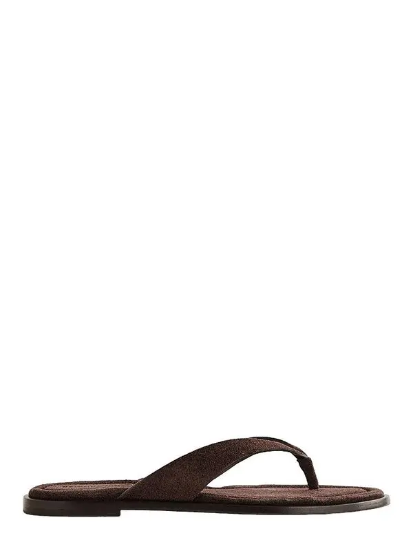 REFORMATION Jessie Leather Thong Sandals - Espresso Suede