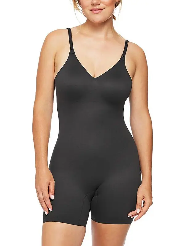 TC FINE INTIMATES Dress Rehearsal Low Back Mid Thigh Bodysuit - Black
