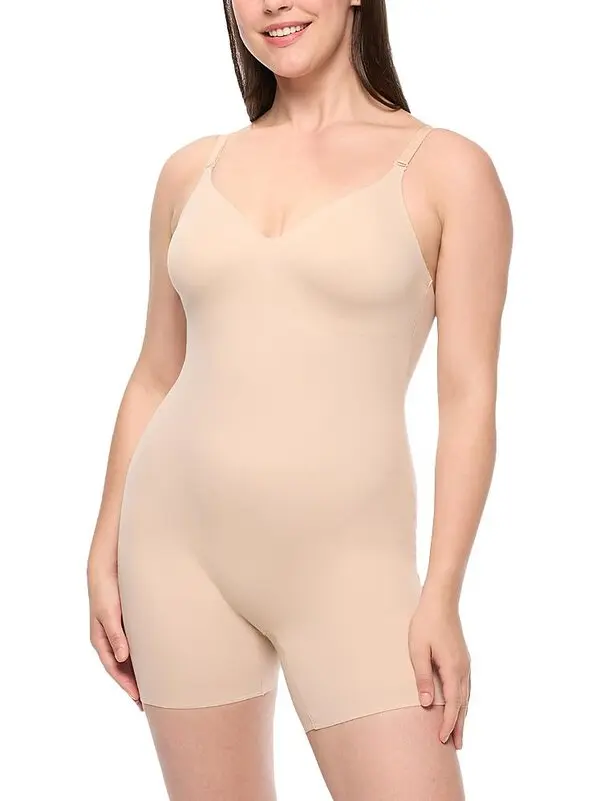 TC FINE INTIMATES Dress Rehearsal Low Back Mid Thigh Bodysuit - Warm Beige