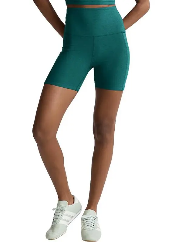 Beyond Yoga Spacedye Keep Pace Pocket Shorts - Teal Sea Heather