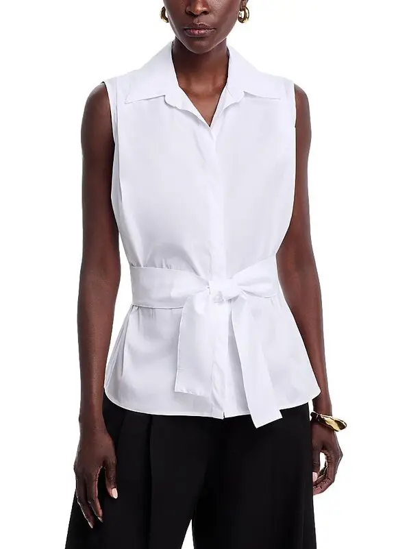 Chiara Boni La Petite Robe Erdi Tie Waist Sleeveless Blouse - Bianco
