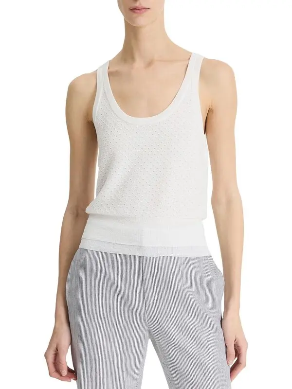 Vince Double Layer Knit Tank Top - Optic White