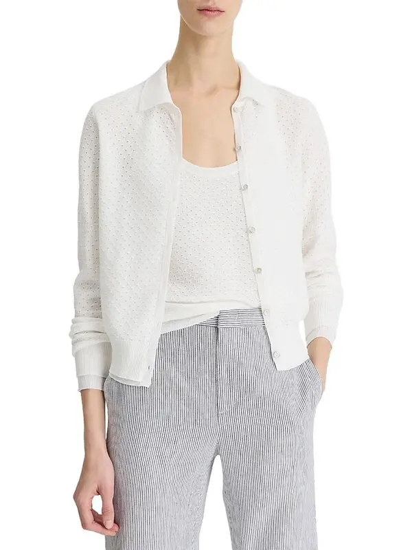Vince Collared Cardigan Sweater - Optic White