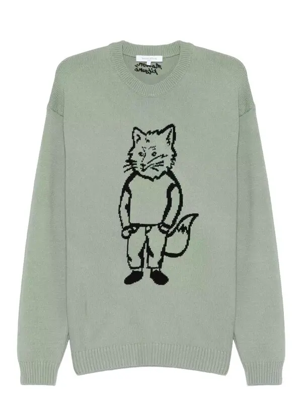 Maison Kitsuné Dressed Fox-intarsia Sweater - Green