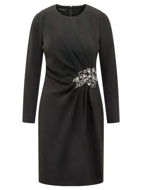 Emporio Armani Draped Long Sleeve Dress - Black