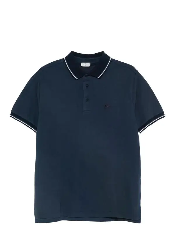 Etro Pegaso-embroidered Polo Shirt - Blue