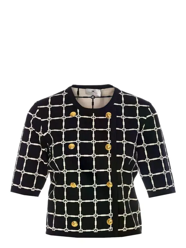 Elisabetta Franchi Grid-patterned Top - Black