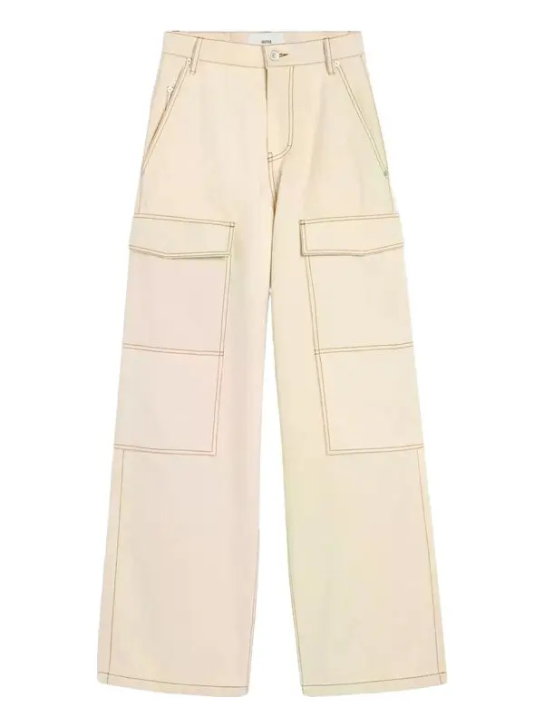 Ami Wide-leg Trousers - Neutrals