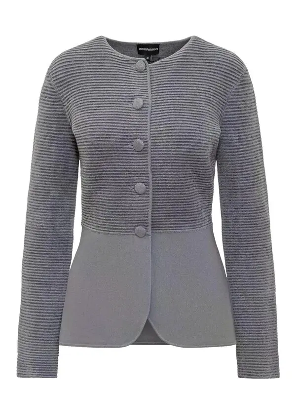 Emporio Armani Striped Cardigan - Grey
