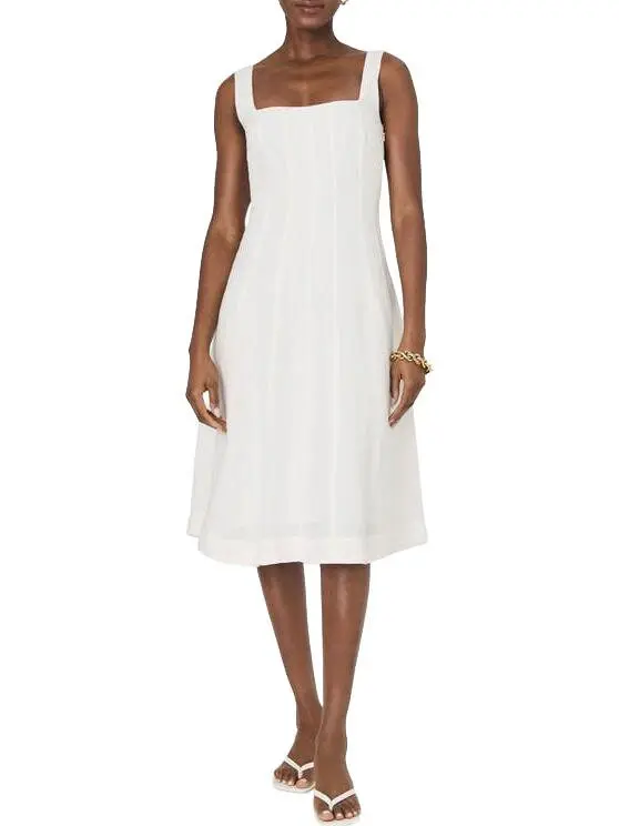 French Connection Birdie Linen-blend Midi Dress - Summer White