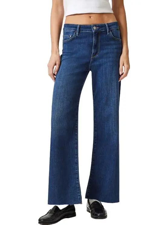 MAVI Raw Hem High-rise Wide Leg Jeans - Mid Brushed Supersoft
