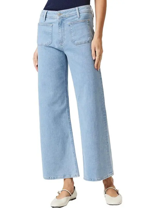 MAVI Paloma Patch Pocket Wide Leg Jeans - Light Blue Flex Blue