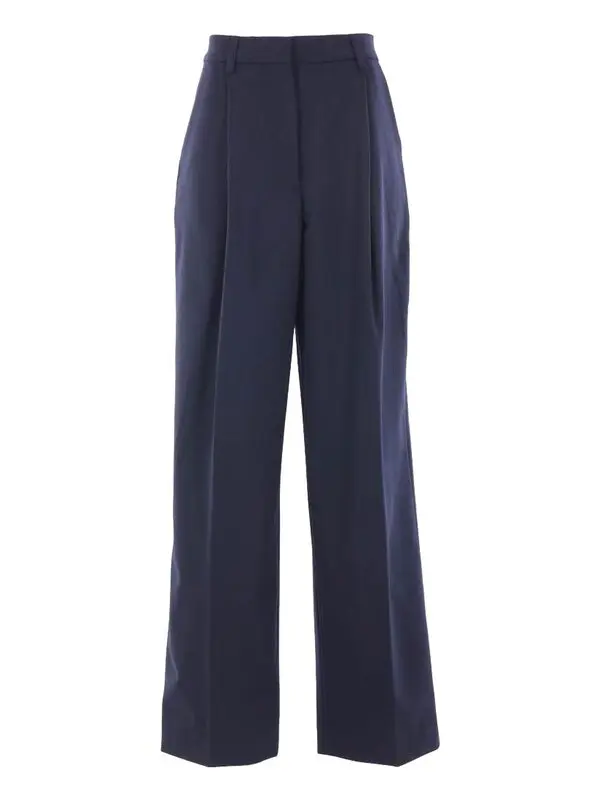 THE LATEST Wide-leg Wool-blend Trousers - Blue