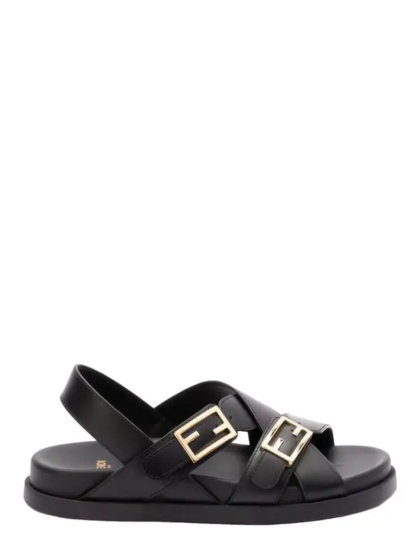 Fendi Leather Sandals - Black