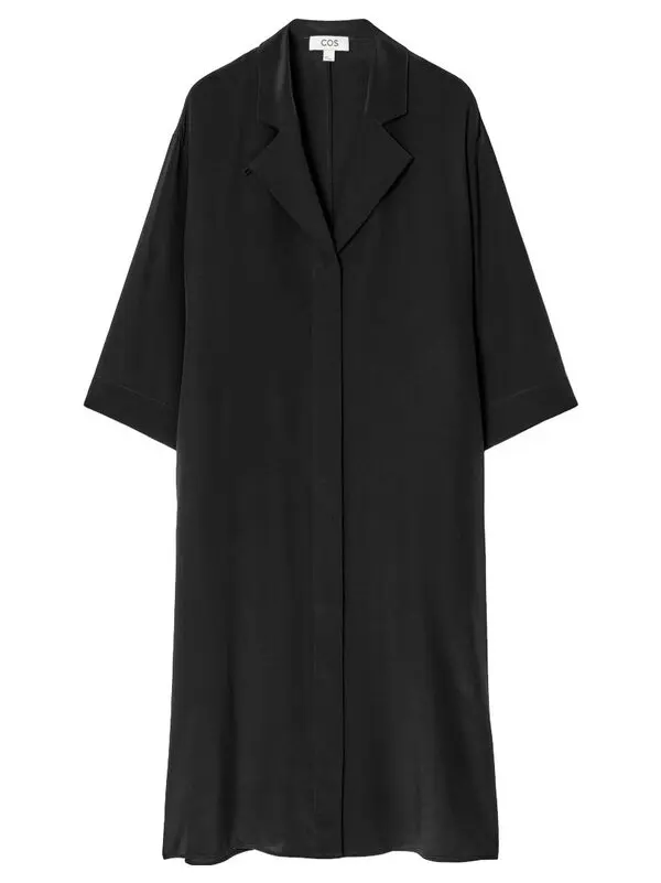 Cos Belted Mulberry Silk Shirt Dress - Black