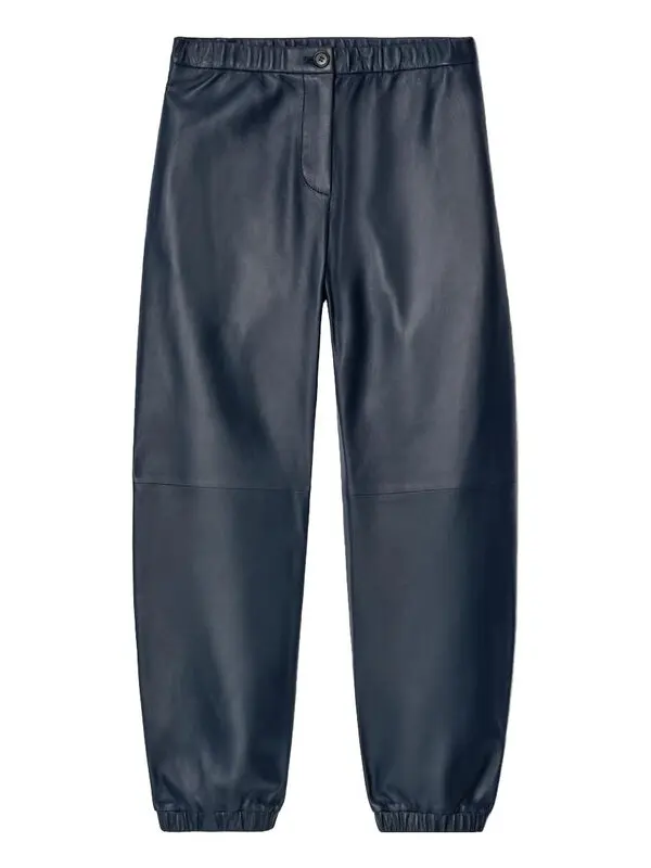 Cos Leather Straight-leg Joggers - Navy