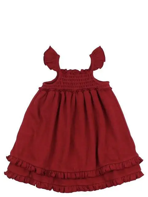 L'OVEDBABY Smocked Organic Cotton Dress - Crimson
