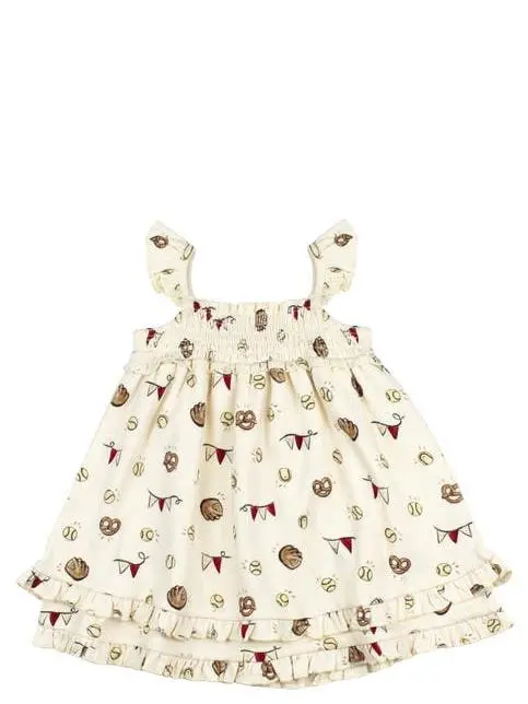 L'OVEDBABY Smocked Organic Cotton Dress - Game Day