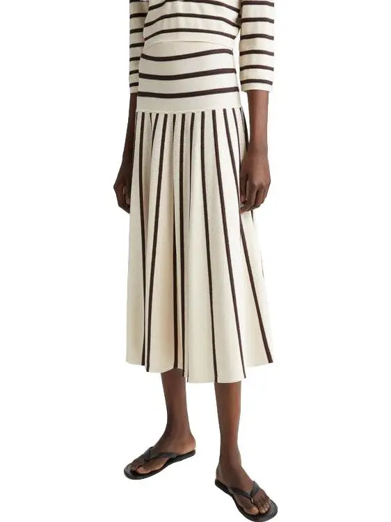 Zimmermann Stripe Knit Midi Skirt - Cream/ Chocolate