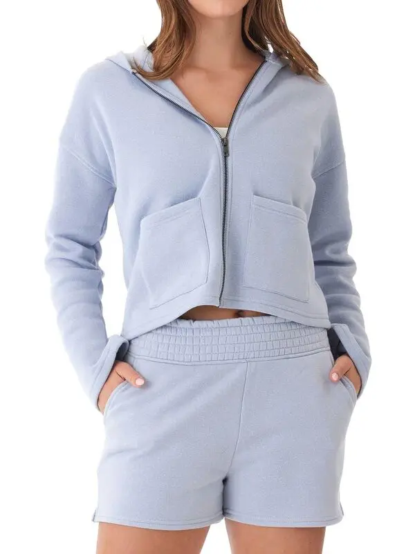 THREADS 4 THOUGHT Raychelle Front Zip Crop Hoodie - Sea Mist