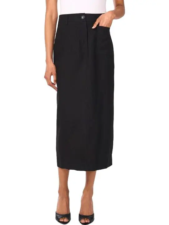 Vince Camuto Patch Pocket Midi Skirt - Rich Black