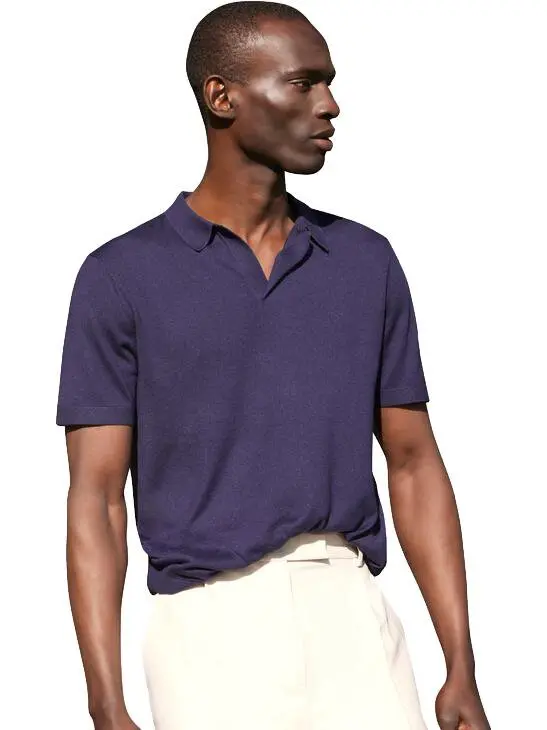 ITALIC Elliot Featherlight Short Sleeve Polo Shirt - Navy