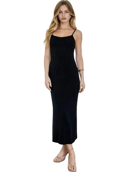 ITALIC Juliette Featherlight Ribbed Midi Dress - Black