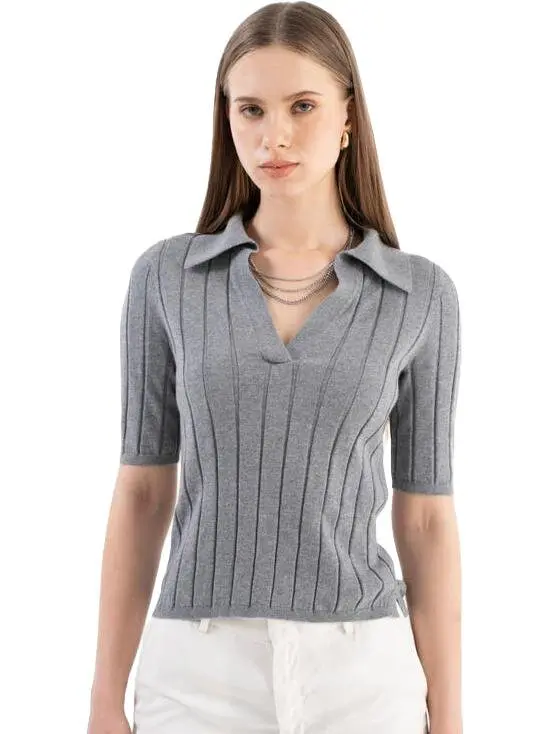 ITALIC Elise Featherlight Polo - Heather Gray
